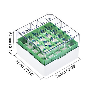 uxcell Centrifuge Tube Freezer Storage Box 25 Places Waterproof Polypropylene Cryogenic Holder Rack for 1.8/2ml Microcentrifuge Tubes Vials Samples, Green