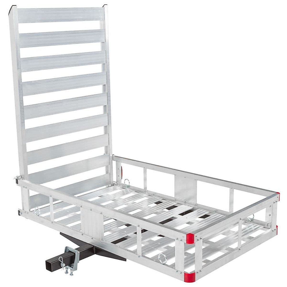 Silver Spring Aluminum Hitch Cargo Carrier Utility Basket with Loading Ramp for 2" Hitch Receiver - 500 lbs. Capacity