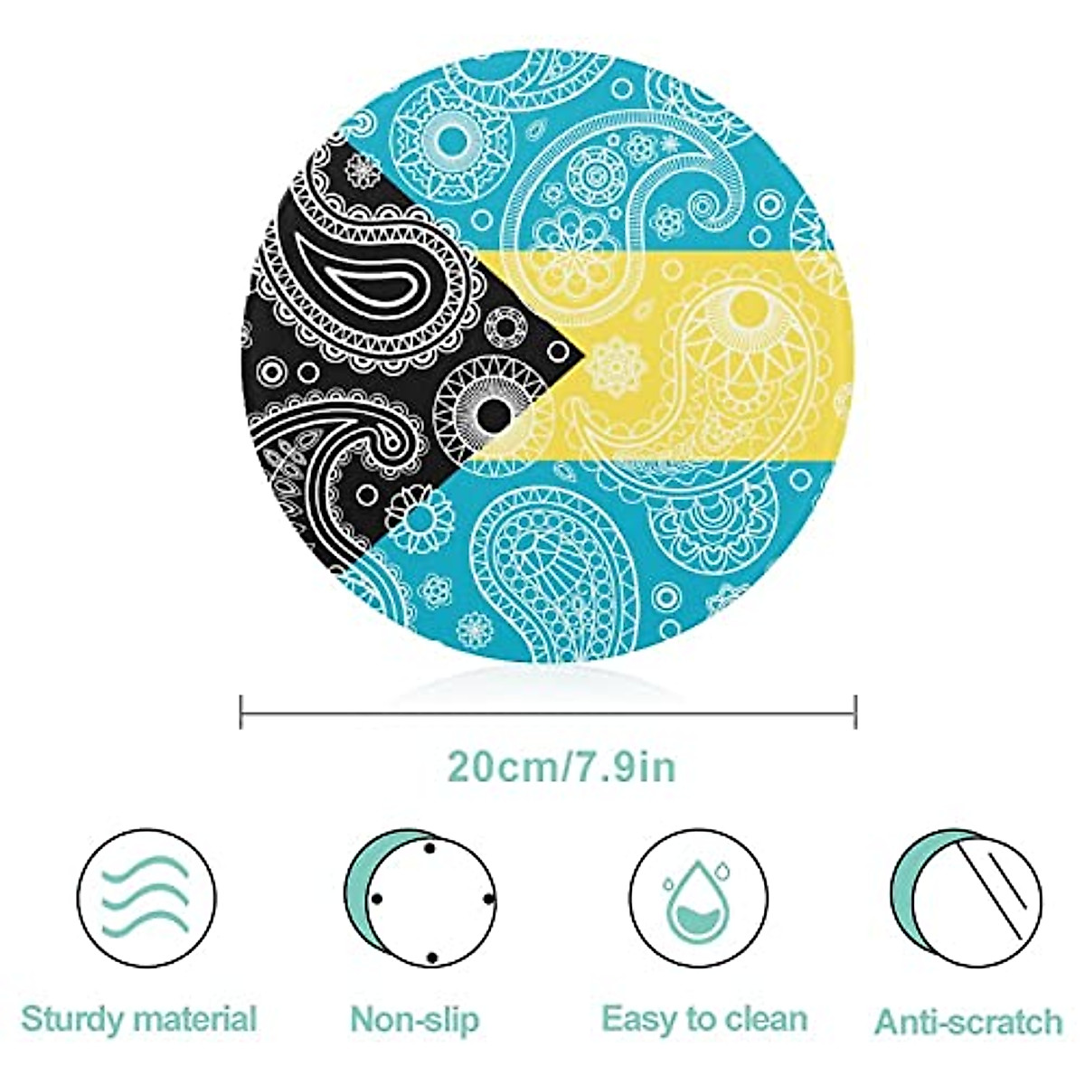 Bahamas Paisley Flag Cutting Board Tempered Glass Chopping Board for Kitchen Hotel