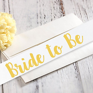 Bachelorette Sash Set (7 pcs) - Bride to Be Sash Bachelorette Party Decorations - Bride and Bridesmaid Sashes for Bachelorette party decorations (Black, Gold letters). Ideal Bridal Shower Supplies