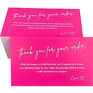 RXBC2011 Thank you for the support card Appreciation Notes Thanks card Package Insert for online business pack of 100 Letter print Hot pink