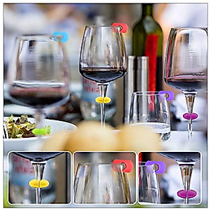 26Pcs Wine Glass Charms Tags with Bottle Stopper, Silicone Wine Glass Drink Markers for Bar Party Martinis Cocktail Champagne Stem Glasses