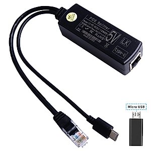 GeeekPi Gigabit USB-C PoE Splitter 48V to 5V IEEE802.3af Power Over Ethernet for Raspberry Pi 4B/3B+/3B,Tablets, Dropcam(48V to 5V 2.4A)