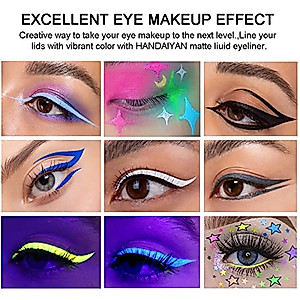 BestLand 12 Colors Matte Liquid Eyeliner Set UV Glow Rainbow Colorful Neon Eyeliner Pencil Pigmented Waterproof Smudgeproof Long Lasting Gel Eye Liner Eye Makeup Gift Kit for Women (Set C)