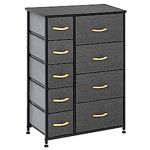 VredHom Fabric Dresser Storage Organizer, 9 Drawers Dresser Fabric Storage Closets Storage Units Organizer Tower Steel Frame Wooden Top for Bedroom, Hallway,Nursery, Entryway