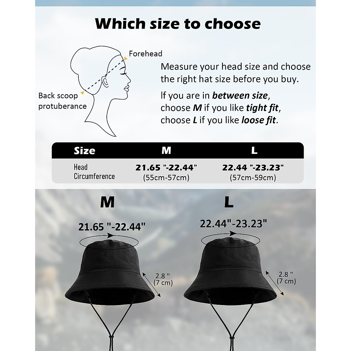 Womens Waterproof Bucket Sun Hat UPF 50+ Outdoor Beach Boonie Floppy Rain Hat for Men Fishing Hiking Safari Cap with Strings