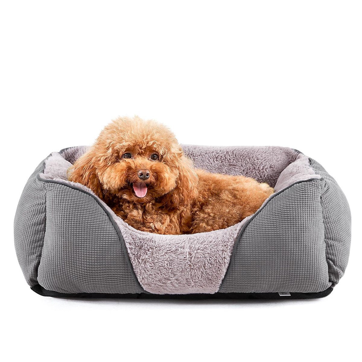 MIXJOY Washable Pet Beds for Dogs and Cats, Soft Orthopedic Puppy Bed With Anti-Slip Bottom, Calming Cuddler for Small Pets (20x19in, Grey)