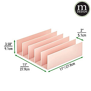 mDesign Plastic Purse Organizer for Bedroom Closet, Shelf Storage - Holds Woman's Purse, Hanging Bag, Zipper Handbag, Tote, Perfect for Space Saving - 5 Sections - Lumiere Collection - Lt Pink/Blush