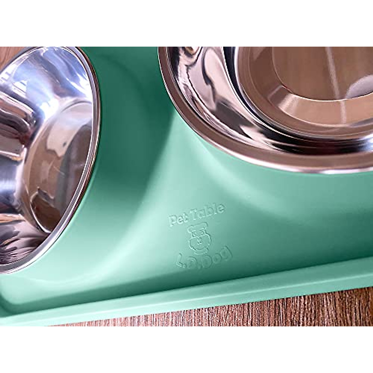 L.D.Dog Cat Food Bowls, Cat Bowls Non-Skid and Non-Spill Silicone Pads with PP Stand, Removable Stainless Steel Food and Water Dishes for Cats, Small Size Dogs