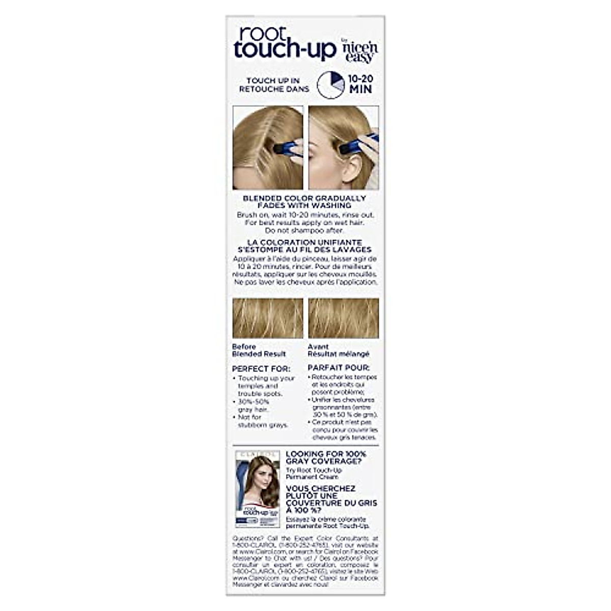 Clairol Root Touch-Up Semi-Permanent Hair Color Blending Gel, 7 Dark Blonde, Pack of 1