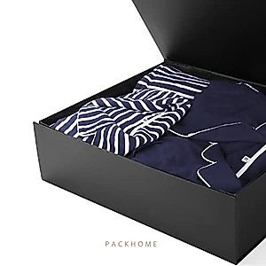 PACKHOME 16.3x14.2x5 Inches, Extra Large Gift Box with Lid, Gift Box for Clothes and Large Gifts (Matte Black with Grain Texture)