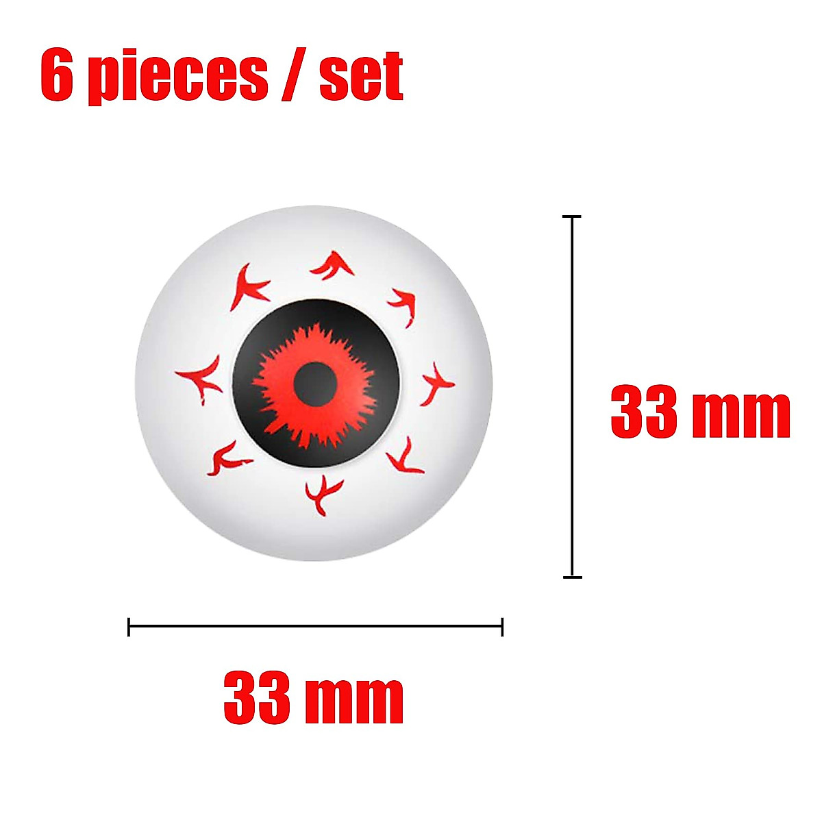 Olen Eyeballs for Halloween Decorations Trick or Treat Spooky Scary Horror Props, 6 pcs