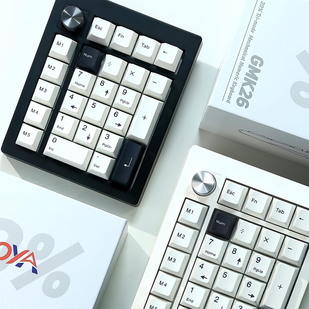 ZMX GMK26 Mechanical Numpad,VIA/QMK Programmable Hot Swappable Gasket Wired BT5.0/2.4G Wireless Number Pad with Knob PBT Keycaps 26 Keys Macro RGB Gaming Numeric Keypad for Laptop TKL Keyboard (Black)