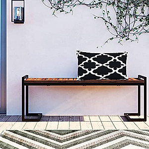 BOYSUM Black and White Outdoor Pillows Cover for Patio Furniture Waterproof Boho Throw Pillow Covers Set of 2 (Black Flower, 12''x20'')