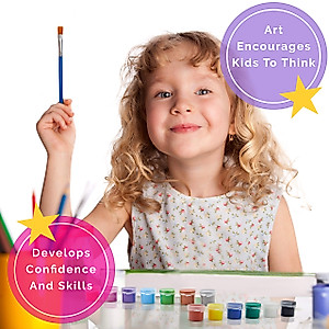 Bulk Acrylic Paint Sets For Kids, 24 Individual Sets of 12 Colored Paints a Glitter Paint and 2 Brushes, For Schools Clubs and Camps, Essential Craft Supplies for All Arts and Crafts Projects