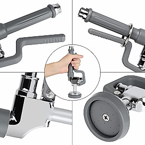 KOLLNIUN Pre Rinse Sprayer Head with Handle Grip Commercial Kitchen Sink Faucet Spray Valve Nozzle 1.42 GPM High Pressure Dish Spray Face for Restaurant Industrial Dishwasher, Gray