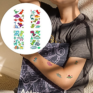 SAVITA 20 Sheets Kids Temporary Tattoos, Luminous Dinosaur Tattoo Stickers Waterproof Cartoon Fake Tattoos for Kids Toddlers Boys Dinosaur Birthday Party Favors Supplies