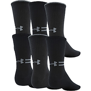 Under Armour Men's Essential Crew Socks, 6-Pairs, Black, Large