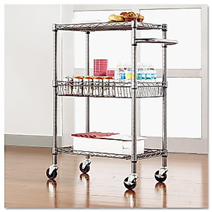 Alera 3-Tier Wire Rolling Cart, 3-Tier Wire Rolling Cart,28w x 16d x 39h, Black Anthracite