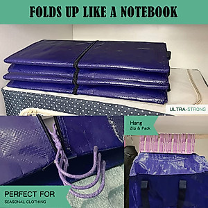 ATQTQ Extra Large Moving Bags Heavy Duty Storage Bags with Handles & Zippers, Dorm Moving Totes for Space Saving, College Packing Supplies for Clothes- Moving Box w/Backpack Straps(Dark Blue, 8 Pack)