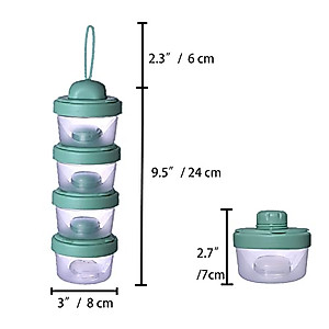 IENYPA 4 Layers Baby Milk Powder Formula Dispenser on The go, Baby Formula Containers for Travel, Formula Holder Mixer, Baby Feeding Snack Storage Container, Portable, Stackable, Non-Spill, BPA-Free
