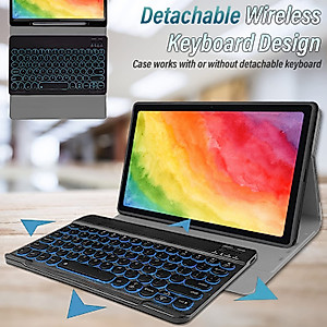 REAL-EAGLE Galaxy Tab S5e 2019 Backlit Keyboard Case SM-T720 SM-T725 SM-T727, 7 Color Backlights Detachable Wireless Keyboard Protective Case Cover for Samsung Galaxy Tab S5e 10.5 Inch 2019, Black