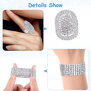 Fumete 4 Pcs Rhinestone Jewelry Set Bling Diamond Choker Necklace Bracelet Ring Earrings Set for Women Party Costume Jewelry