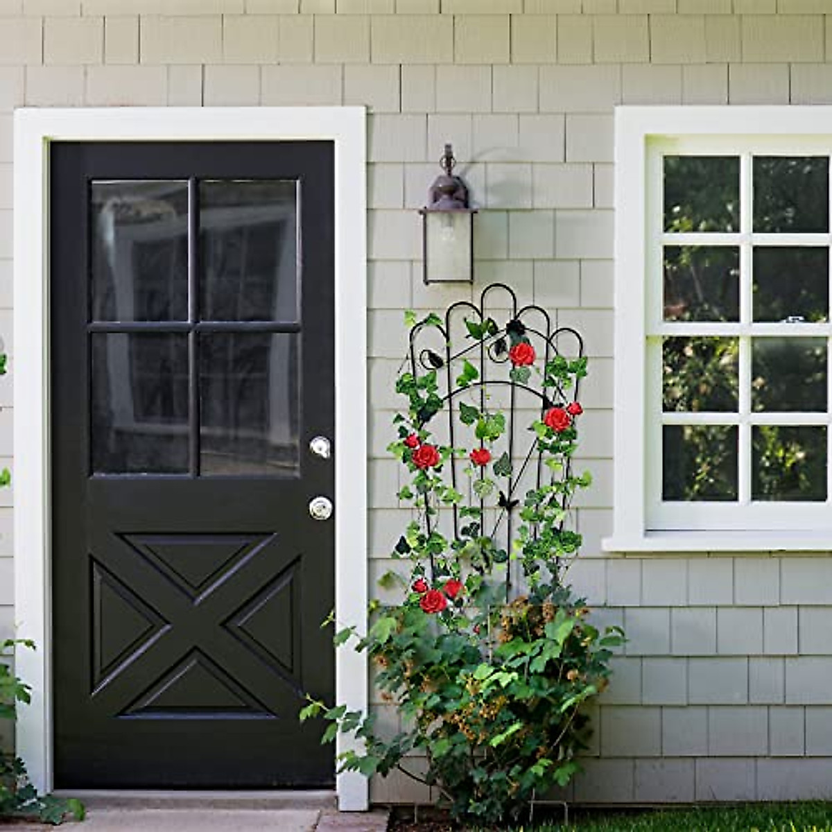 XYADX Meta Detachable Trapezoidal Garden Trellis for Climbing Plants 60 Inches Sturdy Black Patio Plant Support for Indoor Plants Trellis for Rose, Vegetable Flower, Backyard Pack of 2 - Black