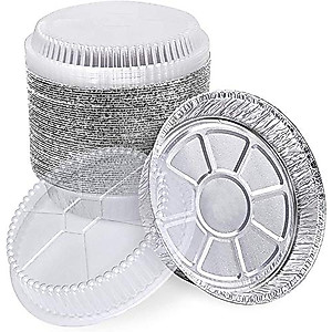 DecorRack 14 Round Aluminum Pans with Dome Lid, 9 Inch Heavy Duty Tin Foil Pans, Perfect for Reheating, Baking, Roasting, Meal Prep, To-Go Containers, Environmentally Friendly (Pack of 14)