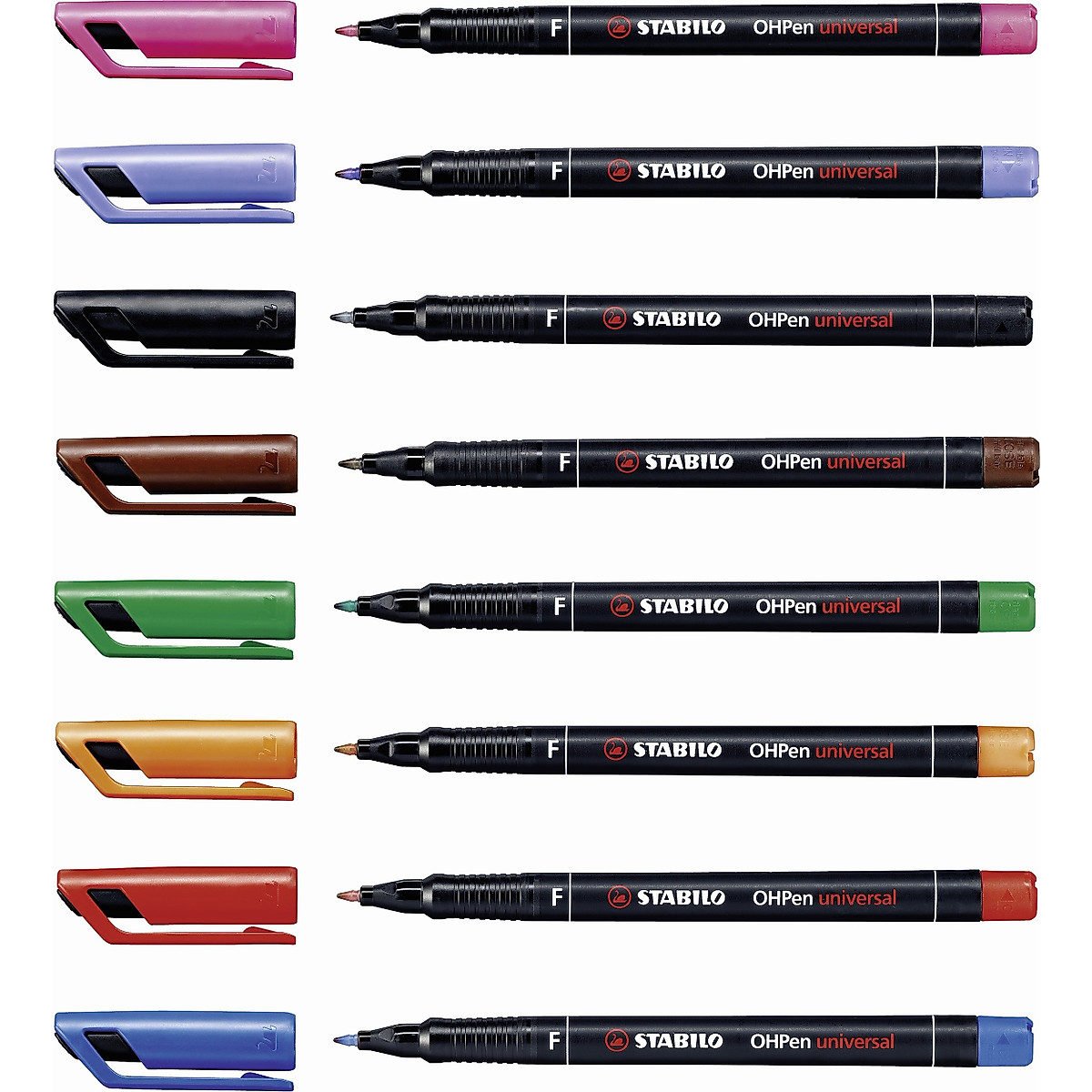 STABILO PERMANENT OHP UNIVERSAL MARKER PENS - WALLET of 8 (ASSORTED COLOURS) - FINE 0.7MM 842/8