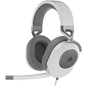 Corsair HS65 Surround Gaming Headset (Leatherette Memory Foam Ear Pads, Dolby Audio 7.1 Surround Sound On PC And Mac, SonarWorks SoundID Technology, Multi-Platform Compatibility) White