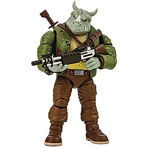 The Loyal Subjects BST AXN Teenage Mutant Ninja Turtles Rocksteady 5" Action Figure with Accessories, Multicolored