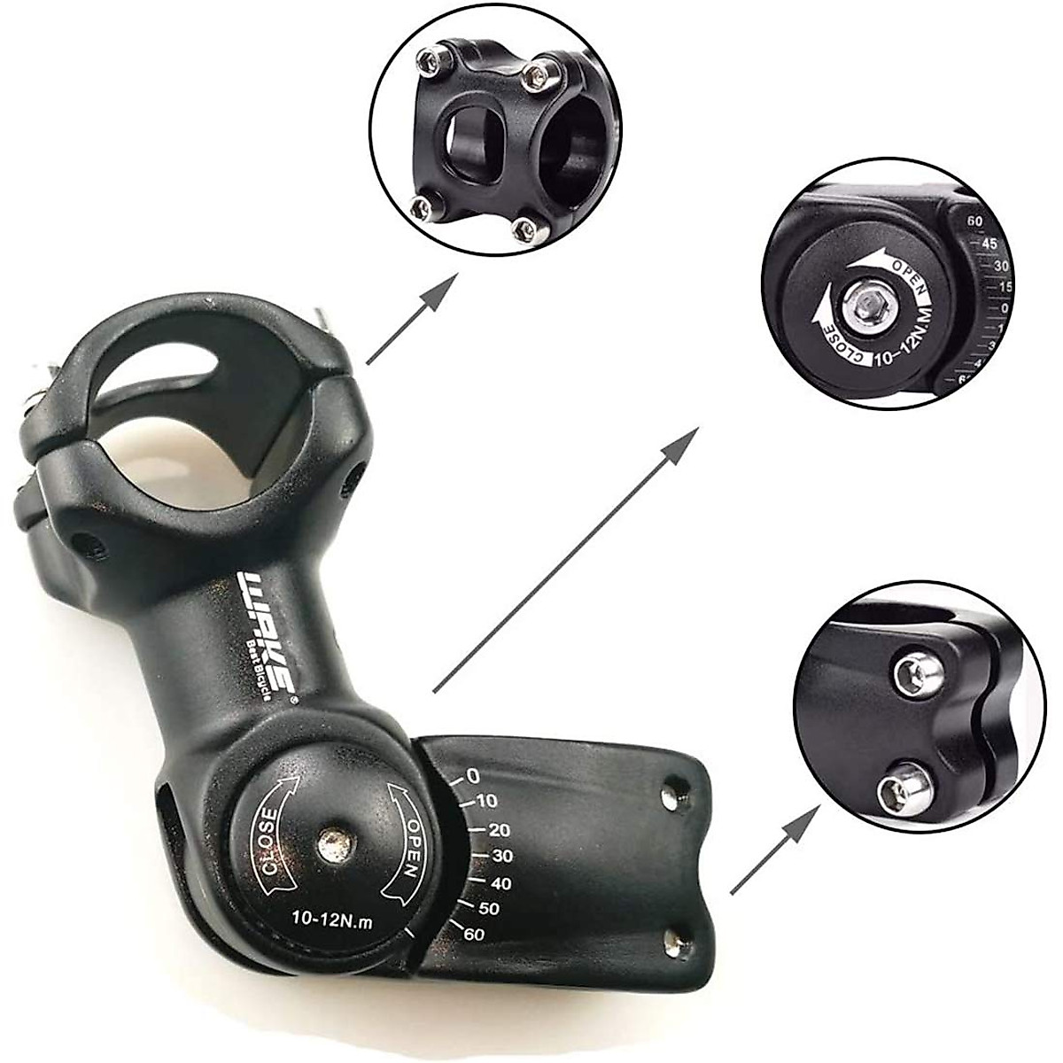 LITEONE MTB Stem Adjustable Mountain Bike Stem 31.8 130mm 60 Degree Handlebar Stem for Most Bicycle, Road Bike, MTB, BMX, Cycling