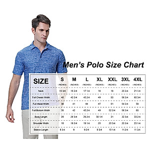 SAMERM Mens Golf Shirt Moisture Wicking Quick Dry Short Sleeve Casual Golf Polo Shirts for Men(Blue L)