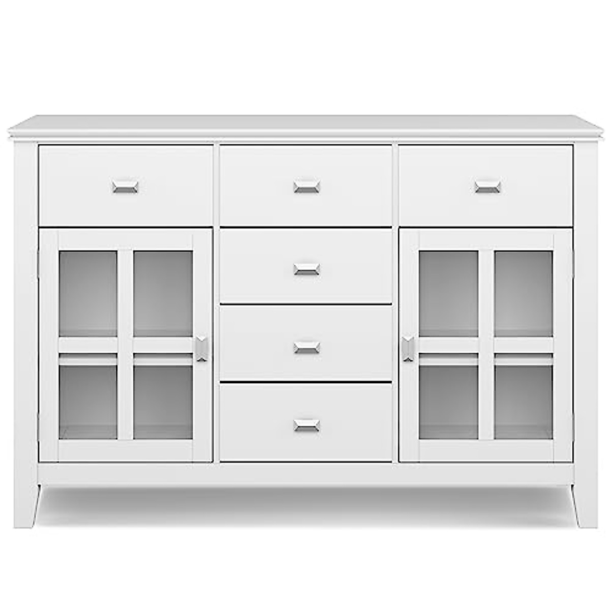 SIMPLIHOME Artisan SOLID WOOD 54 Inch Wide Contemporary Sideboard Buffet in White, For the Dining Room and Kitchen