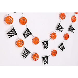 Basketball and Basketball Hoop Garland Party Banners Sports Theme Party Hanging Decorations Basketball Paper Garland Basketball Birthday Party Slam Dunk Party March Madness Party Decoration