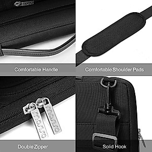 MOSISO 360 Protective Laptop Shoulder Bag Compatible with MacBook Air/Pro,13-13.3 inch Notebook,Compatible with MacBook Pro 14 inch 2023-2021,Side Open Sleeve with 3 Front Pockets&PU Handle&Belt,Black