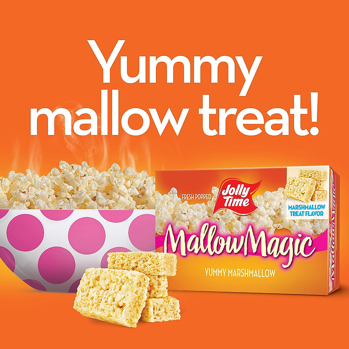Jolly Time Mallow Magic, Sweet Marshmallow Microwave Popcorn with Candy Coated Sugar Topping for an Easy Gourmet Treat (Mallow Magic, 4.4 Ounce (Pack of 8))