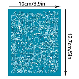 OLYCRAFT 4x5 Inch Clay Stencils Animal Pattern Silk Screen for Polymer Clay Line Zoo Rabbit Bear Monkey Silk Screen Stencils Mesh Transfer Stencils Animal Mesh Stencil for Polymer Clay Jewelry Making