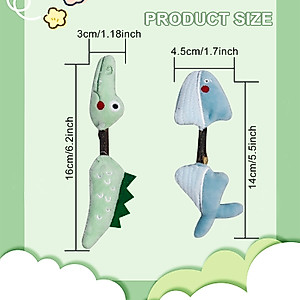 Andiker Silvervine Chew Sticks Cat Toy, 2PCS Animal Shape Kitten Teething Toys with Silvervine Sticks for Indoor Cats, Cute Cat Molar Sticks Plush Toy for Cat Teeth Cleaning Chewing (Crocodile+Whale)