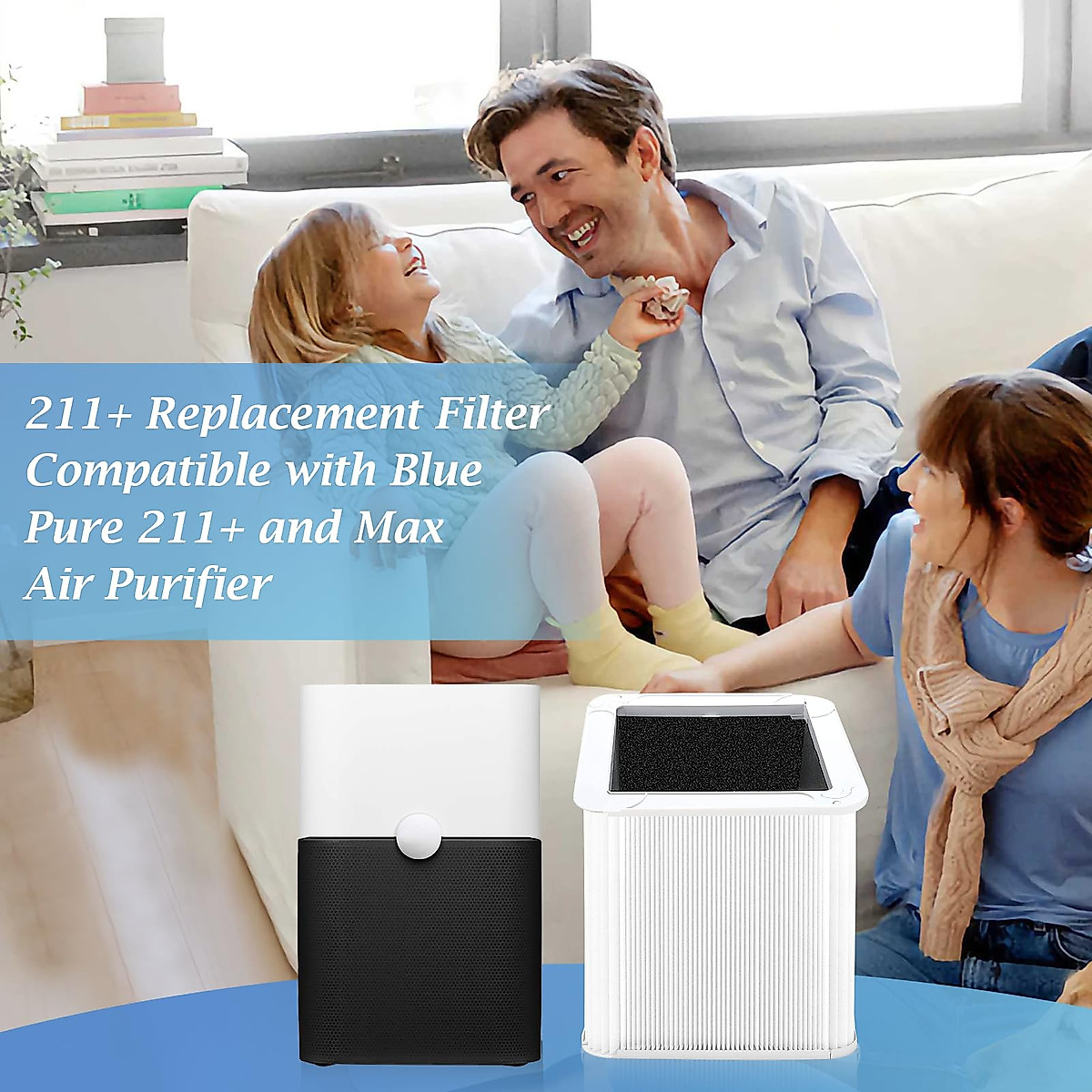 Yonice 211+ Replacement Filter Compatible with Blue Pure 211+ Air Filter, Foldable Particle and Activated Carbon Filter