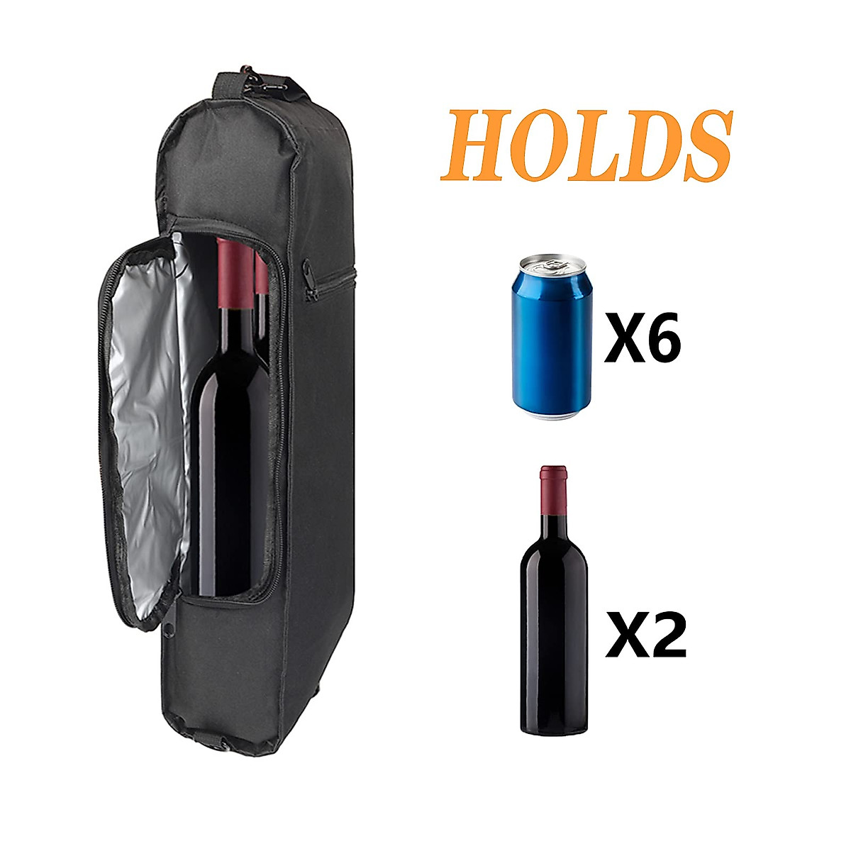 TUYUU Golf Cooler Bag, 12 oz Capacity, Insulated, Holds 6 Cans or 2 Wine Bottles, Durable Oxford Cloth, Easy Carry