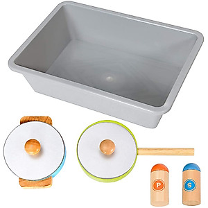 Fireflowery Kids Kitchen Playset, Wooden Cookware Set with Removable Sink, Microwave, Pegs on The Wall, Top Display Shelf, Play Kitchen for Toddlers 3+ (White)