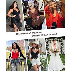 FeelinGirl Shapewear Bodysuits for Women Tummy Control Body Suits Deep V Neck Thong Body Shaper