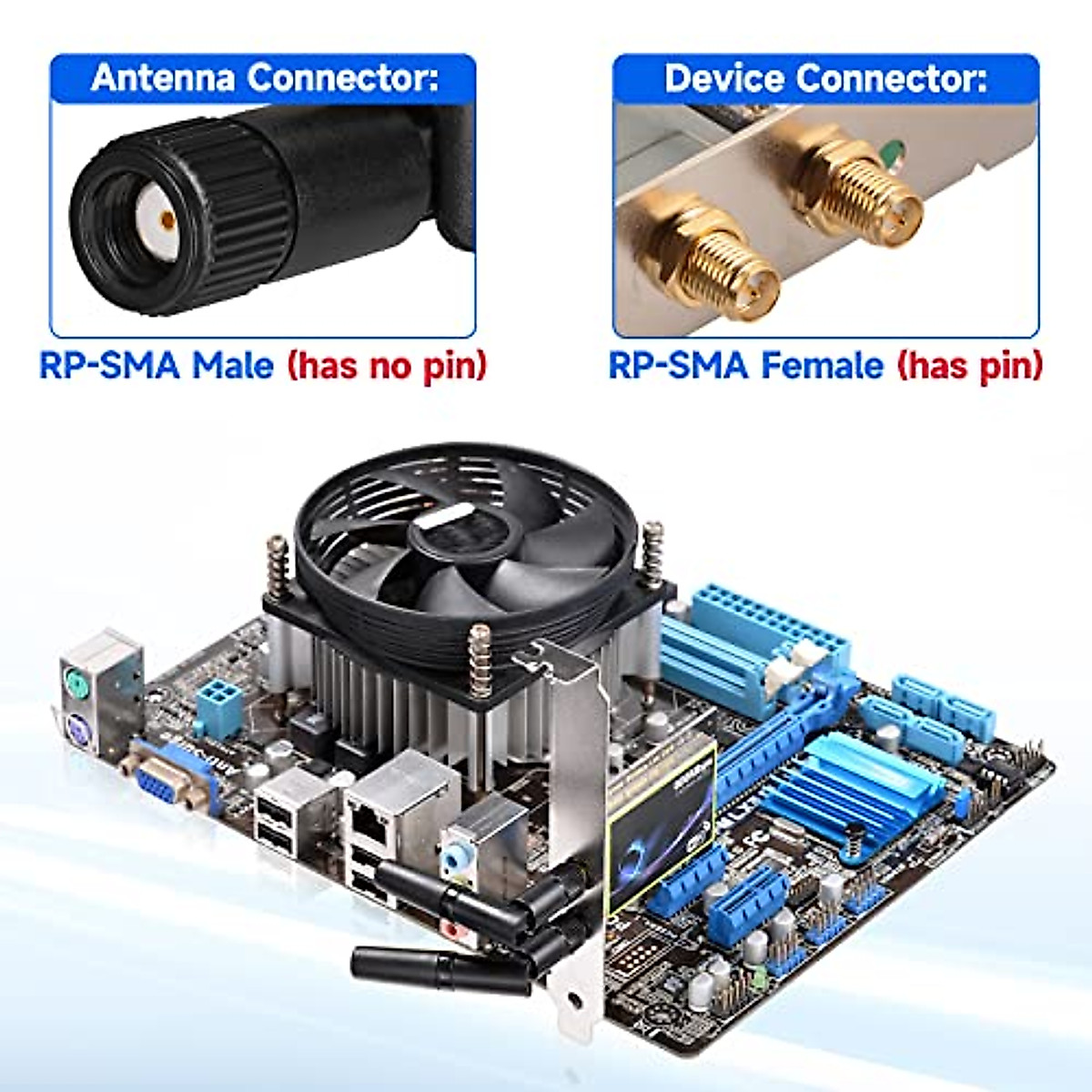 Eightwood Small WiFi Antenna Dual Band 2.4GHz 5GHz RP-SMA Antenna 2pcs for PC Desktop Computer PCIe Card WiFi Router Wireless Back Up Camera