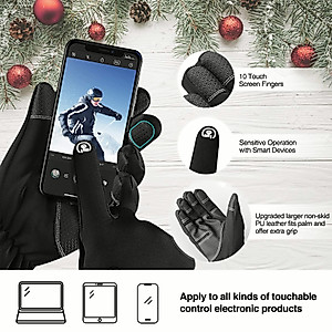 Balhvit -10℉ Waterproof Winter Gloves for Men & Women, Breathable Ski Snow Gloves, 5-Layer Touch Screen Cold Weather Gloves (M, Black)