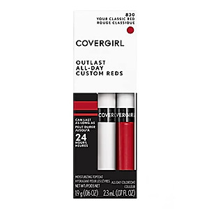 COVERGIRL Outlast All-Day Lip Color Custom Reds, Your Classic Red, 0.06 Ounce (Pack of 1)