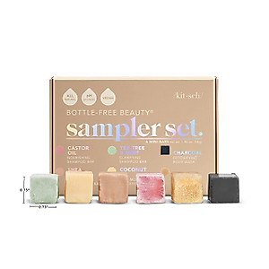 Kitsch 6 Piece Luxury Bar Sampler Set with Shampoo Bars, Conditioner Bars & Body Wash Bars - Made in US - All Natural - Bottle-Free Beauty Bars