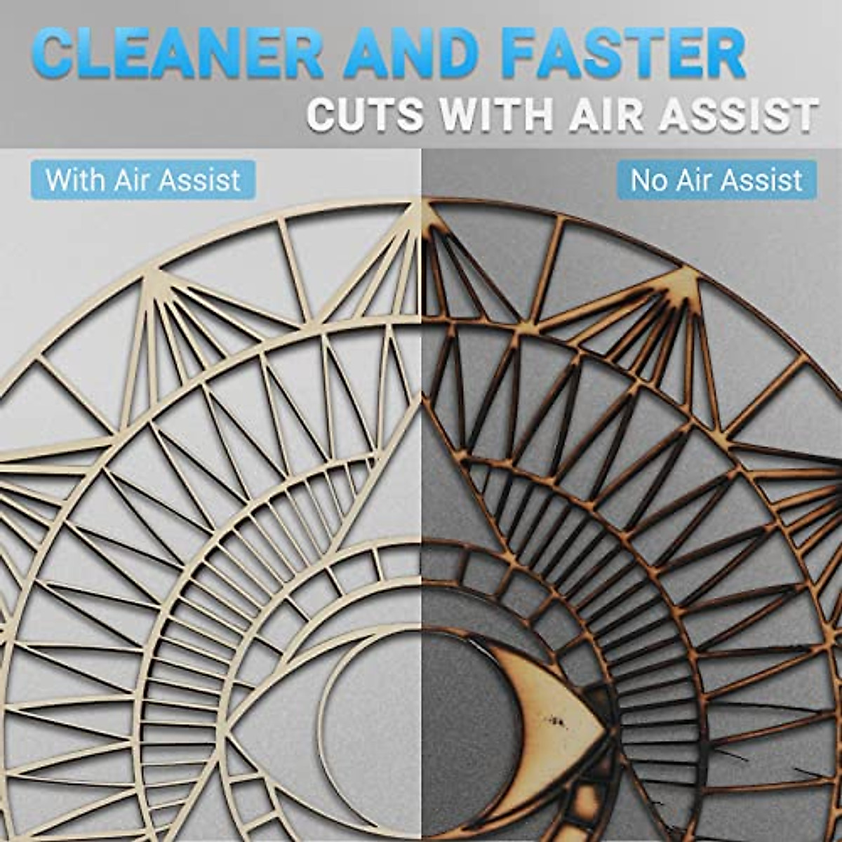 ORTUR Selected Laser Air Assist for Laser Cutter, 16L/min Airflow Air Assist Pump Kit for Most Laser Engraver and Cutter, Low Noise, Clean Surface & Smooth Edge