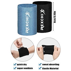 3 Pairs Cooling Wristband Sweatbands Sports Wrist Wrap Sweat Bands for Women Gym Yoga Volleyball Sports Supplies Blue, Black